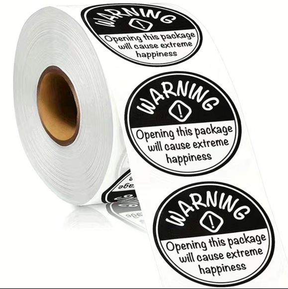 Office | Nip 50 1inch Black And White Round Happiness Warning Label ...